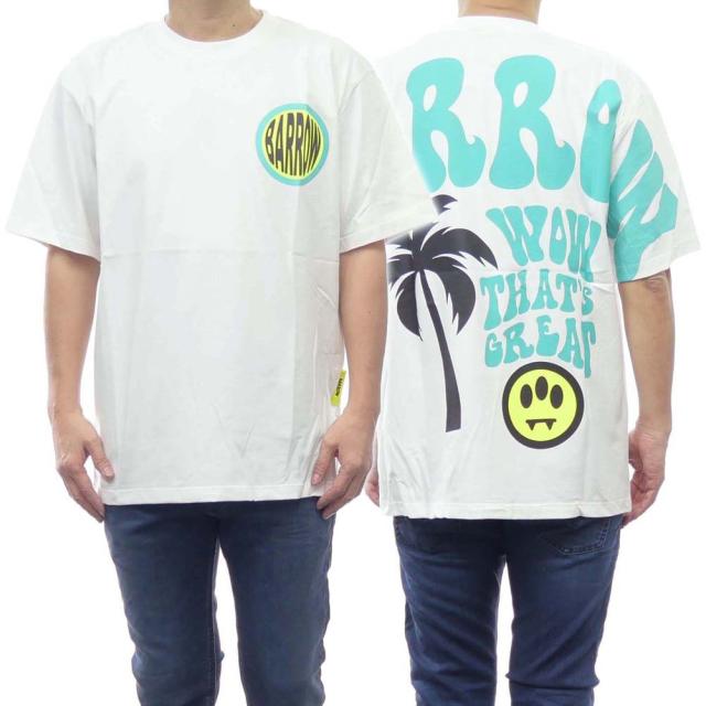 旧作お買い得セール！ BARROW バロウ Tシャツ メンズ 半袖 クルーネック コットン 綿100％ 034048 ホワイト