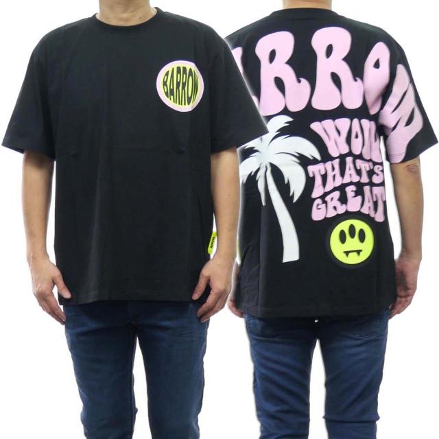 旧作お買い得セール！ BARROW バロウ Tシャツ メンズ 半袖 クルーネック コットン 綿100％ 034048 ブラック