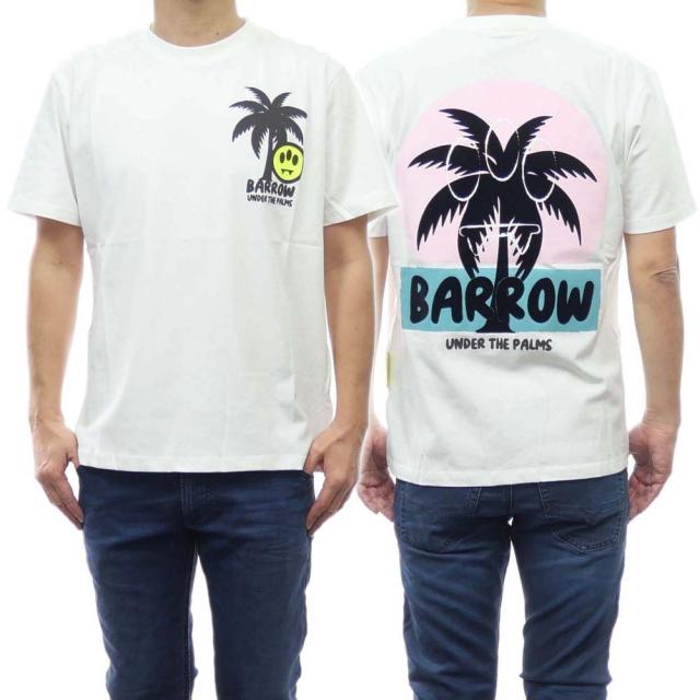 旧作お買い得セール！ BARROW バロウ Tシャツ メンズ 半袖 クルーネック コットン 綿100％ 034082 ホワイト