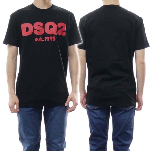 旧作お買い得セール！ DSQUARED2 ディースクエアード Tシャツ メンズ 半袖 クルーネック コットン 綿100％ S74GD1086 S23099 ブラック