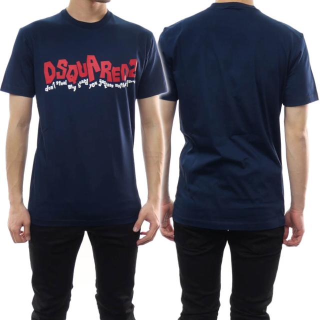 旧作お買い得セール！ DSQUARED2 ディースクエアード Tシャツ メンズ 半袖 クルーネック コットン 綿100％ S71GD1252 S23009 ネイビー