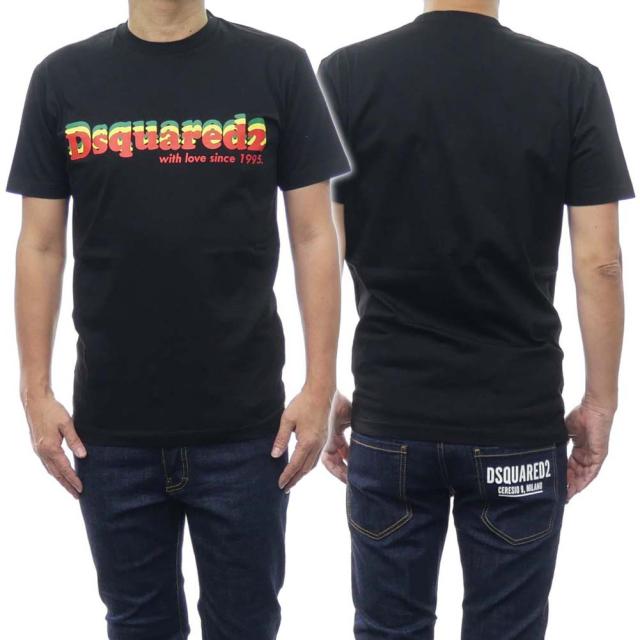旧作お買い得セール！ DSQUARED2 ディースクエアード Tシャツ メンズ 半袖 クルーネック コットン 綿100％ S71GD1253 S23009 ブラック