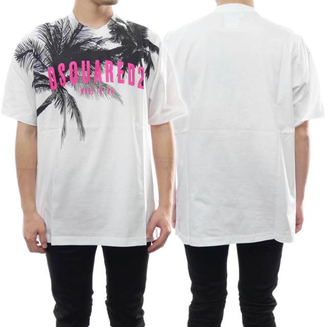 旧作お買い得セール！ DSQUARED2 ディースクエアード Tシャツ メンズ 半袖 クルーネック コットン 綿100％ S74GD1098 S23009 ホワイト