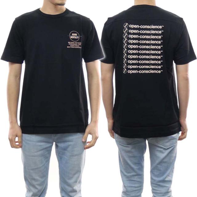 旧作お買い得セール！ DIESEL ディーゼル Tシャツ メンズ 半袖 クルーネック コットン 綿100％ A08561 0CJAC / T-POUCH ブラック
