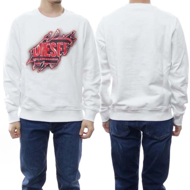 旧作お買い得セール！ DIESEL ディーゼル トレーナー メンズ コットン 綿100％ A09827 0BAWT / S-GINN-E9 ホワイト