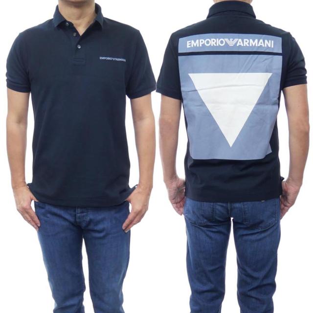 旧作お買い得セール！ EMPORIO ARMANI エンポリオアルマーニ ポロシャツ 半袖 メンズ 鹿の子 コットン 綿100％ 3R1F74 1JCYZ ネイビー
