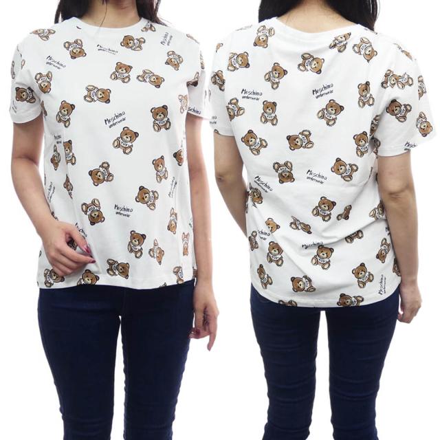 旧作お買い得セール！ MOSCHINO UNDERWEAR モスキーノアンダーウェア Tシャツ レディース 半袖 クルーネック V6A0704 4417 ホワイト