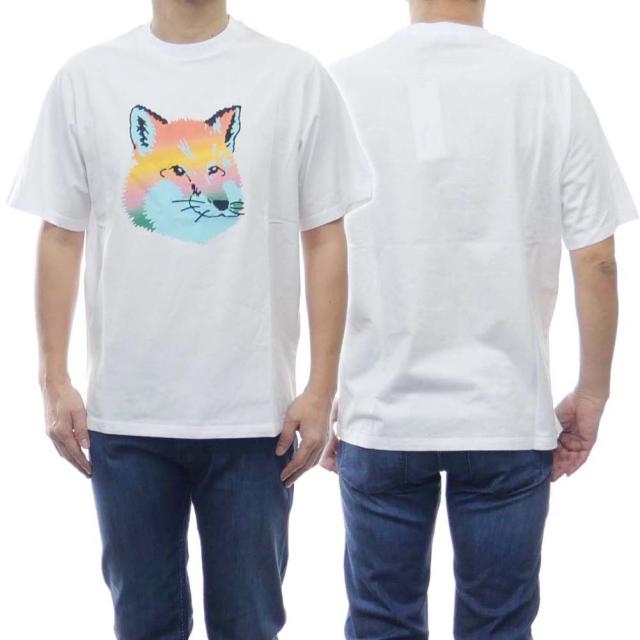 旧作お買い得セール！ MAISON KITSUNE メゾンキツネ Tシャツ メンズ 半袖 クルーネック コットン 綿100％ KM00118KJ0008 / VIBRANT FOXHEAD EASY TEE-SHIRT ホワイト