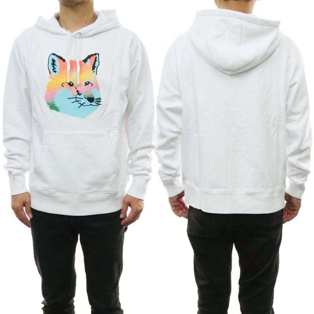 旧作お買い得セール！ MAISON KITSUNE メゾンキツネ パーカー メンズ プルオーバー コットン 綿100％ KM00306KM0001 / VIBRANT FOX HEAD HOODIE ホワイト
