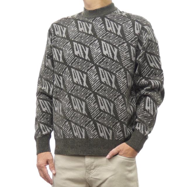 旧作お買い得セール！ ARMANI EXCHANGE A/X アルマーニエクスチェンジ セーター メンズ クルーネック ニット 6DZM1Q ZM4LZ カーキ×グレー