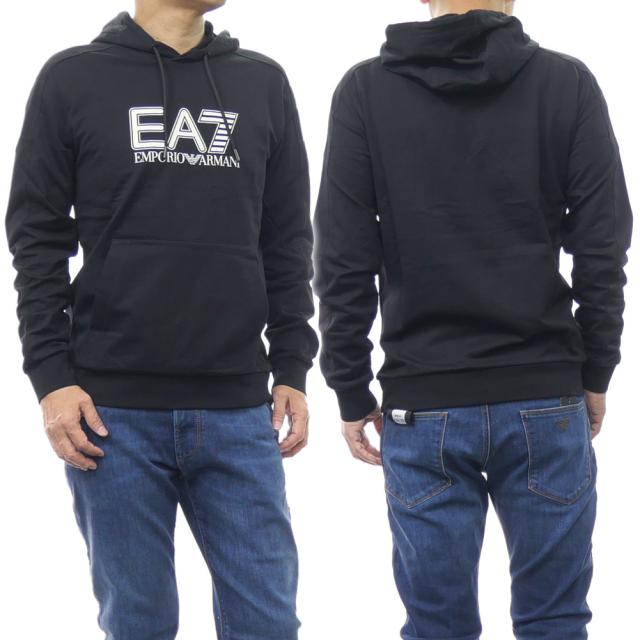 旧作お買い得セール！ EMPORIO ARMANI エンポリオアルマーニ EA7 パーカー メンズ プルオーバー コットン 綿100％ 6DPM62 PJVRZ ブラック