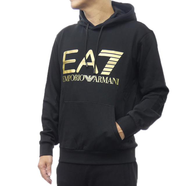 旧作お買い得セール！ EMPORIO ARMANI エンポリオアルマーニ EA7 パーカー メンズ プルオーバー コットン 綿100％ 6DPM16 PJSHZ ブラック