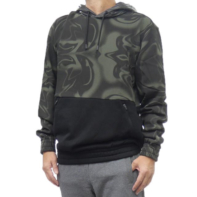 旧作お買い得セール！ EMPORIO ARMANI エンポリオアルマーニ EA7 パーカー メンズ プルオーバー コットン 綿100％ 6DPM09 PJOGZ ブラック×グリーン