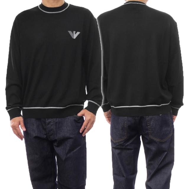 旧作お買い得セール！ EMPORIO ARMANI エンポリオアルマーニ セーター メンズ クルーネック ニット 6D1MXH 1MJLZ ブラック