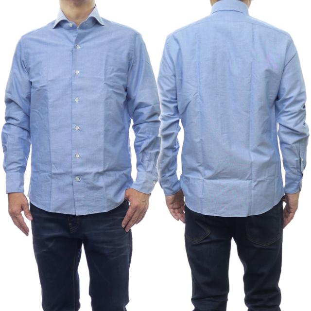 旧作お買い得セール！ GIANNETTO ジャンネット カッタウェイシャツ メンズ コットン 綿100％ AC146 / VINCI FIT WASH ライトブルー