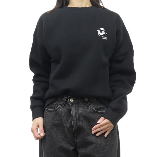 旧作お買い得セール！ MAISON KITSUNE メゾンキツネ トレーナー レディース コットン 綿100％ 裏起毛 NW00306 KM0307 / FANCY FOX COMFORT SWEATSHIRT ブラック