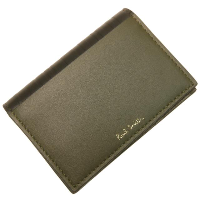 旧作お買い得セール！ PAUL SMITH ポールスミス カードケース メンズ ビジネス 名刺入れ M1A 6758 NCOLST カーキ×ブラック