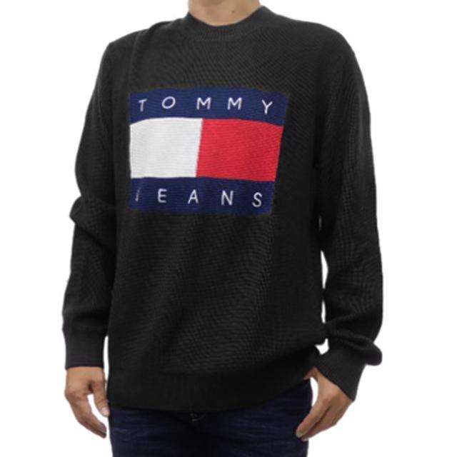 旧作お買い得セール！  JEANS トミージーンズ トミーヒルフィガー セーター メンズ クルーネック コットン 綿100％ ニット DM19186 ブラック