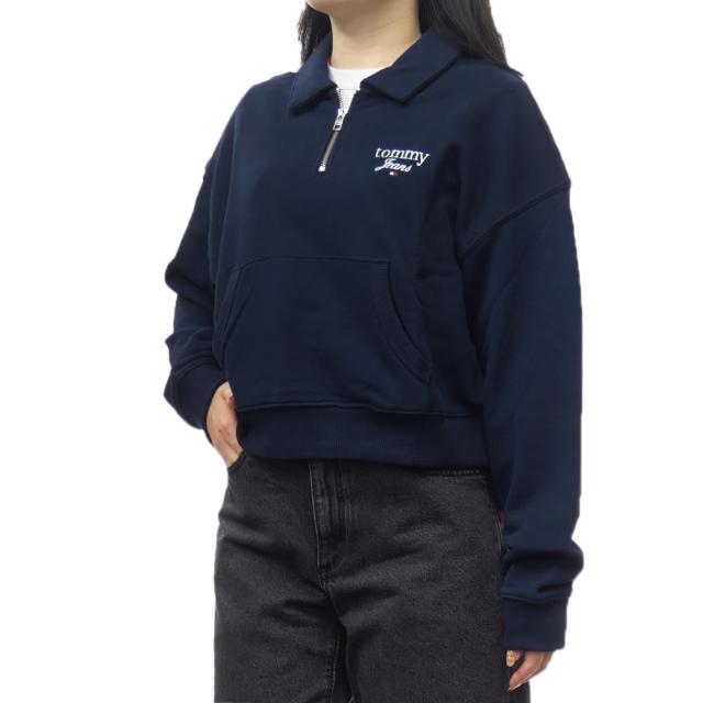 旧作お買い得セール！  JEANS トミージーンズ トミーヒルフィガー トレーナー レディース コットン 綿100％ ハーフジップ DW18759 ネイビー
