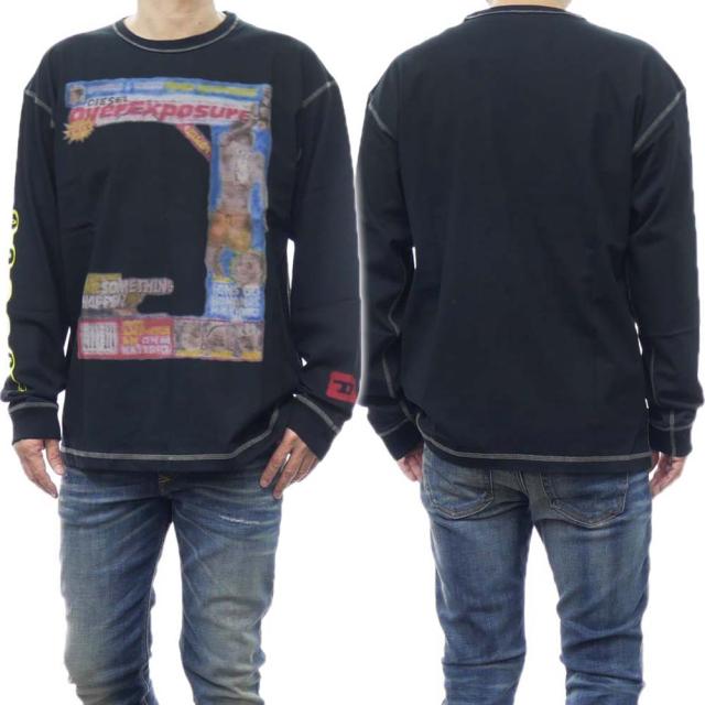 旧作お買い得セール！ DIESEL ディーゼル Tシャツ メンズ 長袖 クルーネック コットン 綿100％ ロンT A12913 0AKAK / T-BOXT-LS-N4 ブラック