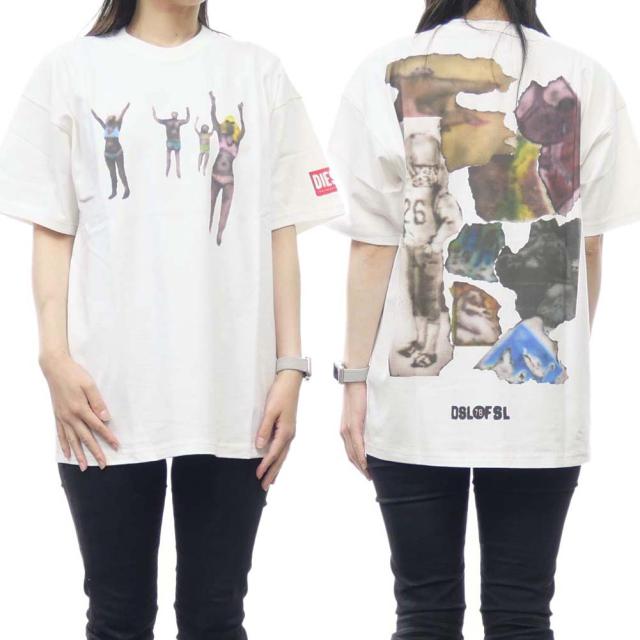 旧作お買い得セール！ DIESEL ディーゼル Tシャツ レディース 半袖 クルーネック コットン 綿100％ A13264 0AKAK / T-BUXT-N8 ホワイト