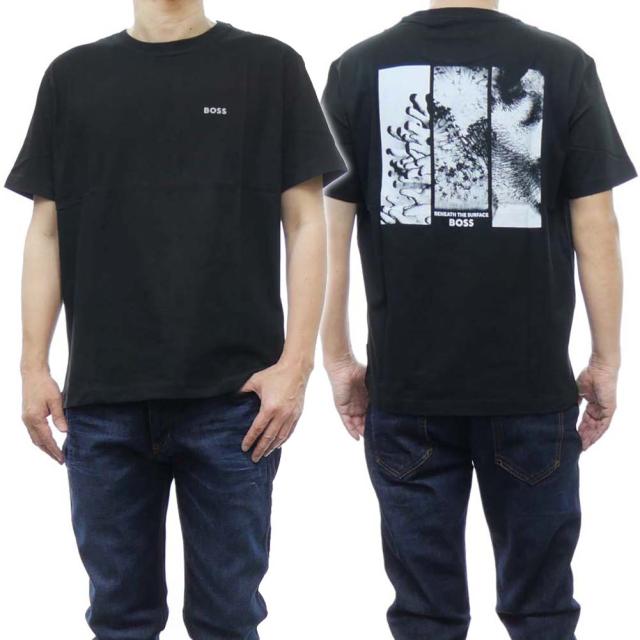 旧作お買い得セール！ HUGO BOSS ヒューゴボス Tシャツ メンズ 半袖 クルーネック コットン 綿100％ 50515357 10189487 / Te-Coral ブラック