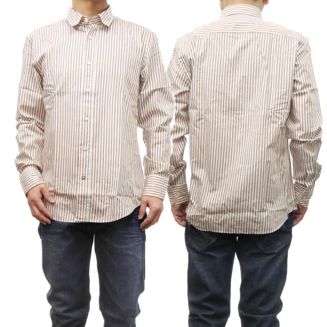 旧作お買い得セール！ HUGO BOSS ヒューゴボス カジュアルシャツ メンズ コットン 綿100％ 50508831 10256975/ C-HAL BD ブラウン×ホワイト