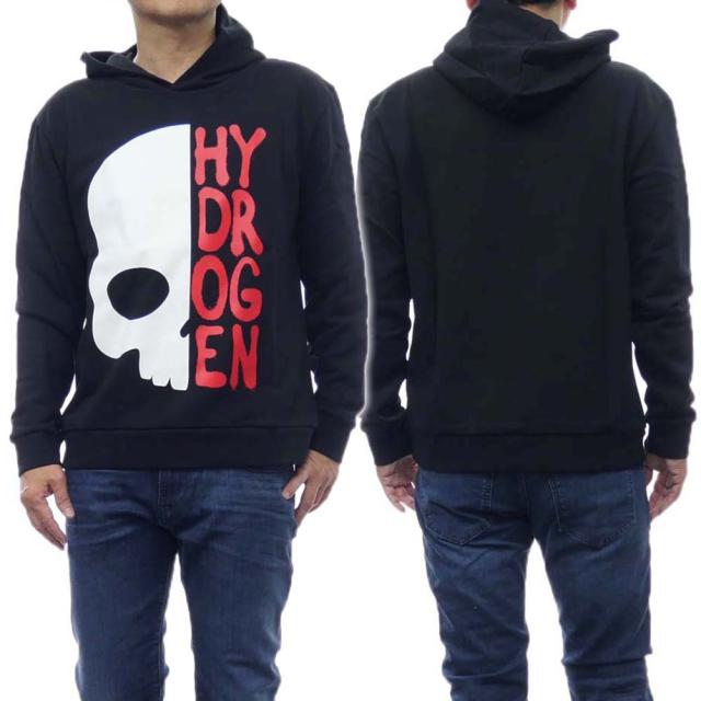 旧作お買い得セール！ HYDROGEN ハイドロゲン パーカー メンズ プルオーバー MH0006 / HALF SKULL HOODIE ブラック