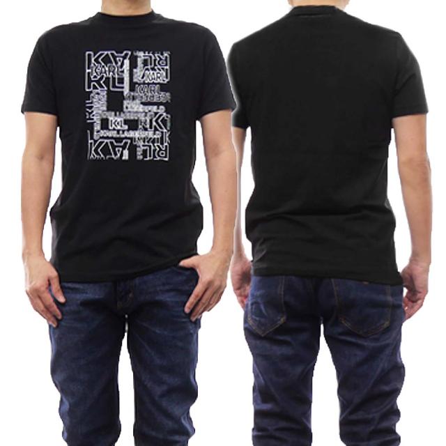 旧作お買い得セール！ KARL LAGERFELD カール ラガーフェルド Tシャツ メンズ 半袖 クルーネック 755061 541221 ブラック
