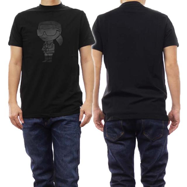 旧作お買い得セール！ KARL LAGERFELD カール ラガーフェルド Tシャツ メンズ 半袖 クルーネック 755400 541221 ブラック