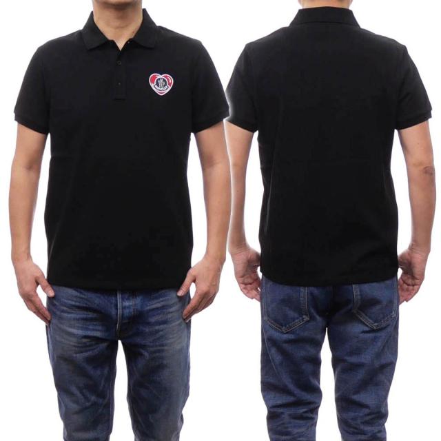 旧作お買い得セール！ MONCLER モンクレール ポロシャツ 半袖 メンズ コットン 綿100％ 8A00012 84556 ブラック