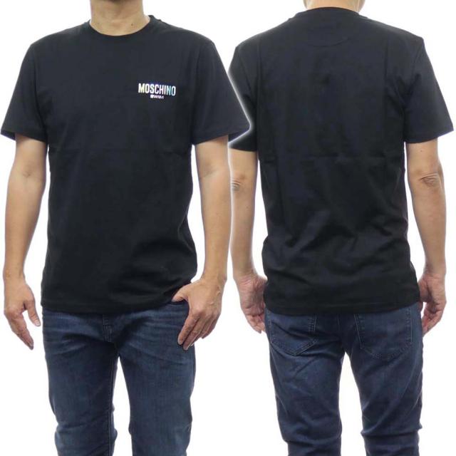 旧作お買い得セール！ MOSCHINO UNDERWEAR モスキーノアンダーウェア Tシャツ メンズ 半袖 クルーネック V3A0709 9407 ブラック