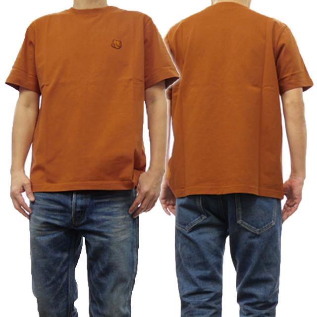 旧作お買い得セール！ MAISON KITSUNE メゾンキツネ Tシャツ メンズ 半袖 クルーネック コットン 綿100％ BOLD FOX HEAD PATCH COMFORT TEE SHIRT / MM00127 KJ0118 ブラウン