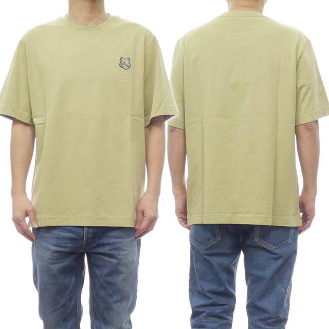 旧作お買い得セール！ MAISON KITSUNE メゾンキツネ Tシャツ メンズ 半袖 クルーネック コットン 綿100％ LM00107KJ0119 / BOLD FOX HEAD PATCH OVERSIZE TEE-SHIRT パステルグリーン