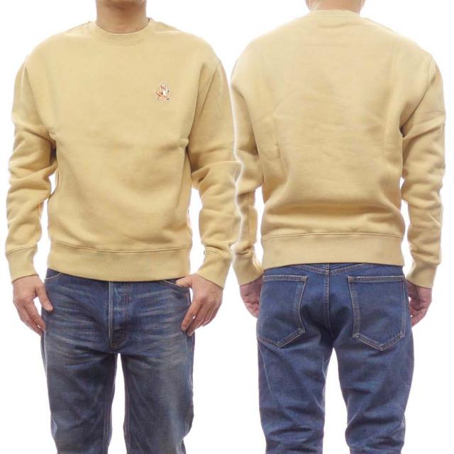 旧作お買い得セール！ MAISON KITSUNE メゾンキツネ トレーナー メンズ コットン 綿100％ 起毛地 MM00313 KM0307 / SPEED FOX PATCH COMFORT SWEATSHIRT ベージュ