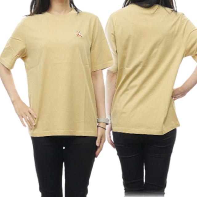 旧作お買い得セール！ MAISON KITSUNE メゾンキツネ Tシャツ レディース 半袖 クルーネック コットン 綿100％ MW00119KJ0008 / SPEEDY FOX PATCH COMFORT TEE SHIRT ベージュ