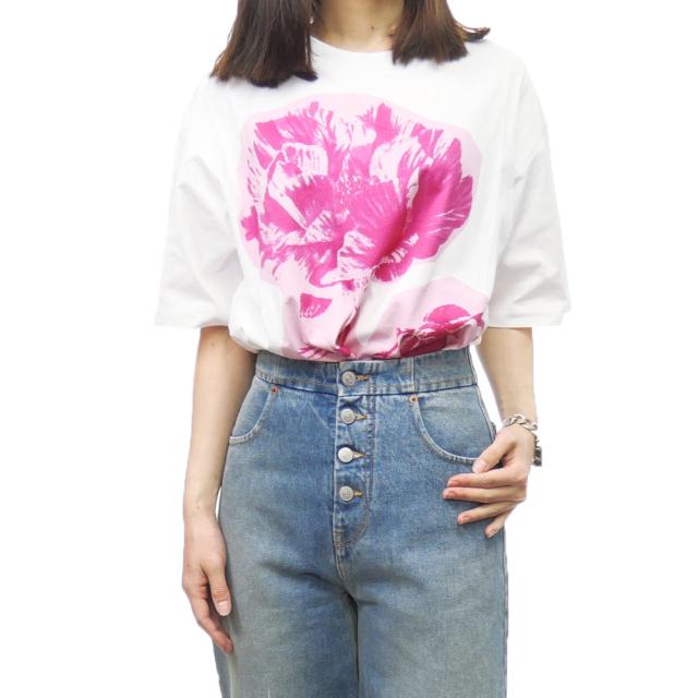 旧作お買い得セール！ MARNI マルニ Tシャツ レディース 半袖 クルーネック コットン 綿100％ THJET49P04 USCW65 ホワイト