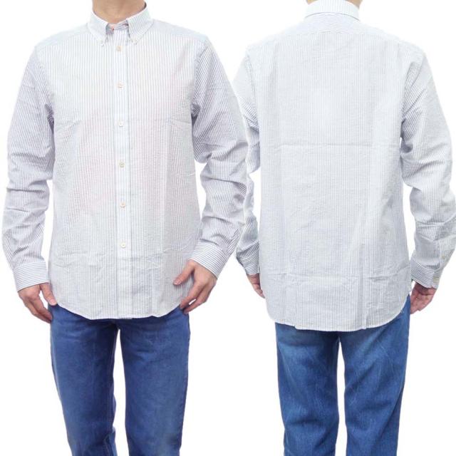 旧作お買い得セール！ PS PAUL SMITH ポールスミス カジュアルシャツ メンズ コットン 綿100％ M2R 720YM M21994 ホワイト×ブルー