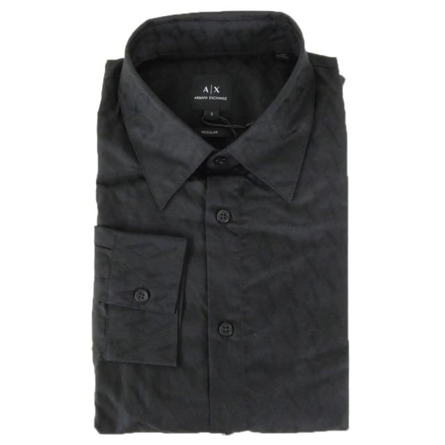 2025 秋冬新作！ ARMANI EXCHANGE A/X アルマーニエクスチェンジ カジュアルシャツ メンズ コットン 綿100％ XM001587 AF16631 ブラック