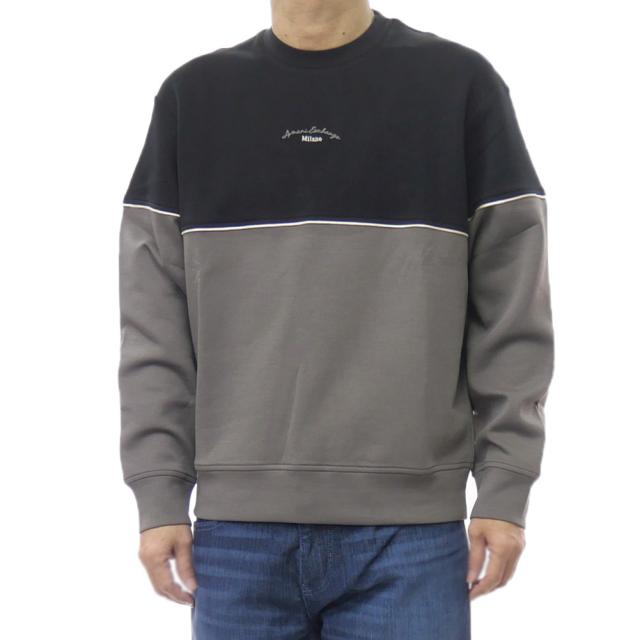 2025 秋冬新作！ ARMANI EXCHANGE アルマーニ エクスチェンジ A/X メンズトレーナー XM001033 AF13047 ブラック×グレージュ 2025秋冬新作