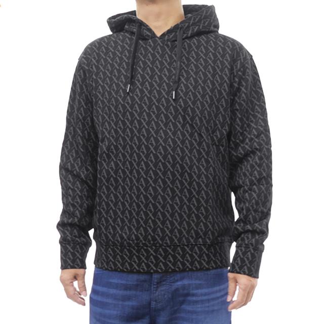2025 秋冬新作！ ARMANI EXCHANGE A/X アルマーニエクスチェンジ パーカー メンズ プルオーバー コットン 綿100％ XM001225 AF11847 ブラック