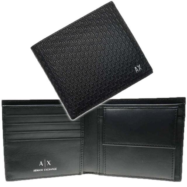 ARMANI EXCHANGE A/X アルマーニエクスチェンジ 財布 メンズ 二つ折り財布（小銭入れ付き） 958098 4R847 ブラック 定番人気商品