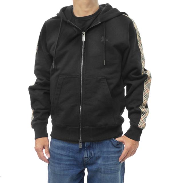 2025 秋冬新作！ BURBERRY バーバリー パーカー メンズ ジップアップ コットン 綿100％ 81107901 / SCOTT CT ブラック