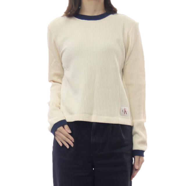   JEANS カルバンクラインジーンズ レディースロングTシャツ 47D225G アイボリー2025秋冬新作