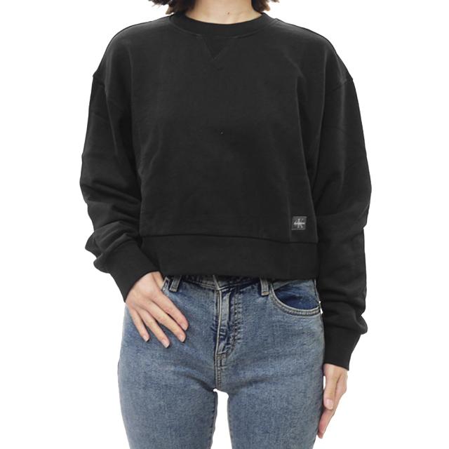 2025 秋冬新作！   JEANS カルバンクラインジーンズ トレーナー レディース コットン 綿100％ 47C911G ブラック