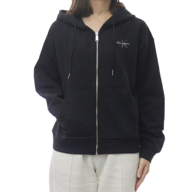 2025 秋冬新作！   JEANS カルバンクラインジーンズ パーカー レディース ジップアップ 47B2706 ブラック