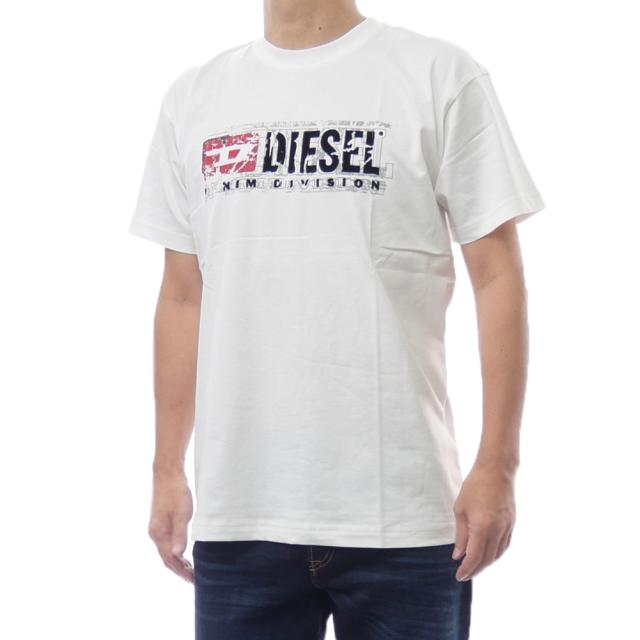 2025 秋冬新作！ DIESEL ディーゼル Tシャツ メンズ 半袖 クルーネック コットン 綿100％ A19436 0PLAT / T-NORM-T6 ホワイト