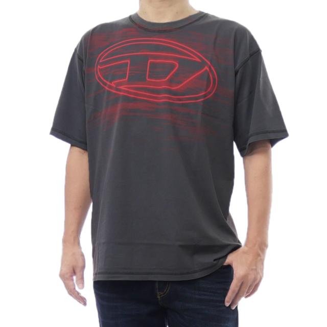 2025 秋冬新作！ DIESEL ディーゼル Tシャツ メンズ 半袖 クルーネック コットン 綿100％ A18653 0AGCA / T-BOXT-TS ダークチャコール