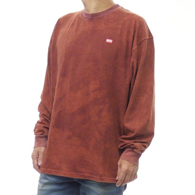 2025 秋冬新作！ DIESEL ディーゼル Tシャツ メンズ クルーネック ロンT A18644 0AGBY / S-BOXT-LS-T3 テラコッタ