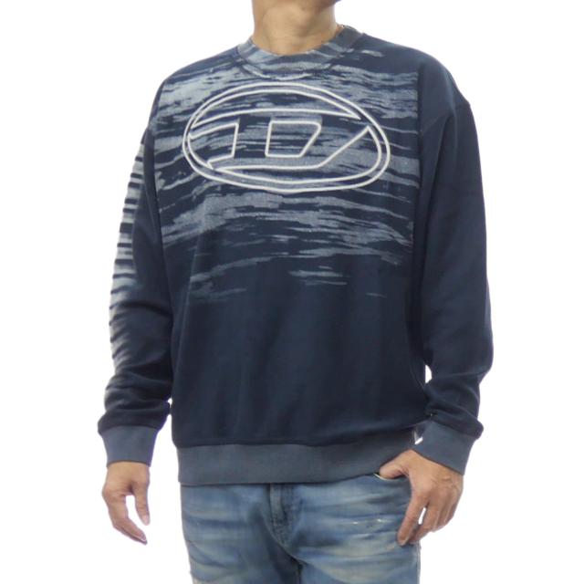 2025 秋冬新作！ DIESEL ディーゼル トレーナー メンズ A18654 0AGCB / S-BOXT-T1 ネイビー